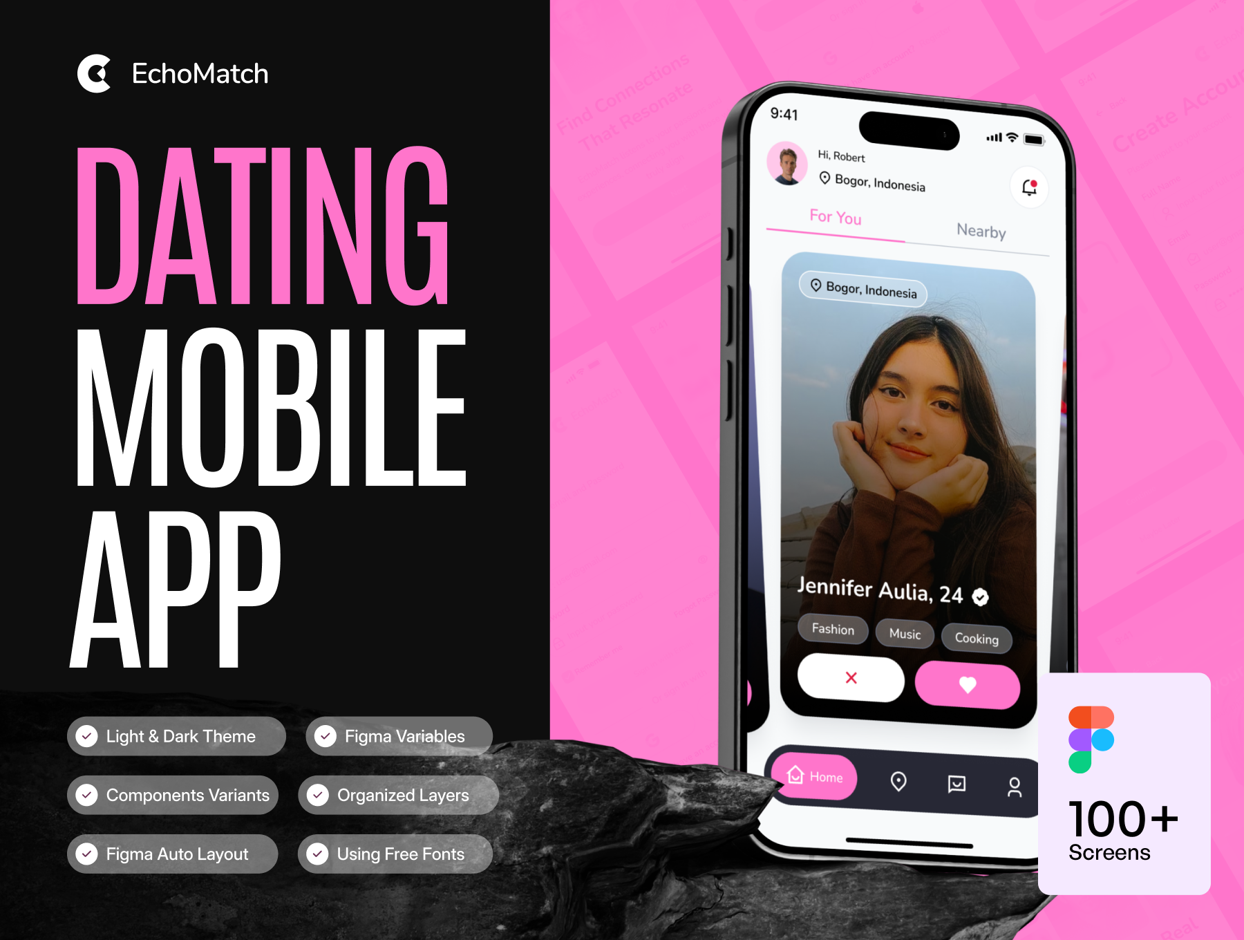 EchoMatch Bộ UI Kit App Hẹn Hò & Kết Bạn Hiệ... | DesignKit | DesignKit